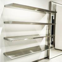 China Double-Sided Stainless Steel and Wood Wall Mount Shelves for Heavy Duty Storage for sale