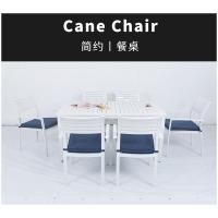 China Modern Garden Furniture Dining Table Set with 6 Seater Wood Table and Metal Chairs for sale
