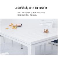 China Modern Garden Furniture Dining Table Set with 6 Seater Wood Table and Metal Chairs for sale