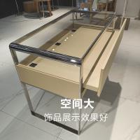 China PU Leather Cover High End Glass Showcase for Jewelry Display in Livingroom Furniture for sale