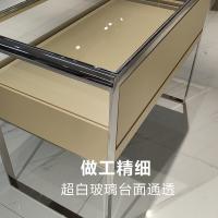 China PU Leather Cover High End Glass Showcase for Jewelry Display in Livingroom Furniture for sale