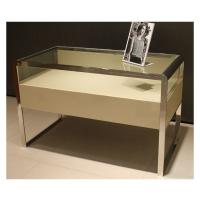 China PU Leather Cover High End Glass Showcase for Jewelry Display in Livingroom Furniture for sale