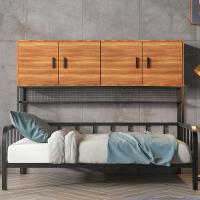 China Kid's Single Dormitory Bed Loft Bunk Bed Sets with Wood Storage Boxes and Metal Frame for sale
