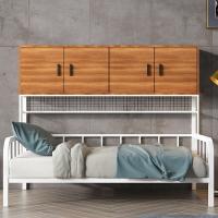 China Kid's Single Dormitory Bed Loft Bunk Bed Sets with Wood Storage Boxes and Metal Frame for sale