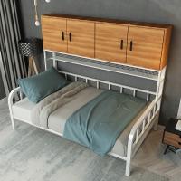 China Kid's Single Dormitory Bed Loft Bunk Bed Sets with Wood Storage Boxes and Metal Frame for sale