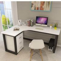 China Mail Packing Modern Work Office Desk L Shape Black and White with Steel Furniture for sale