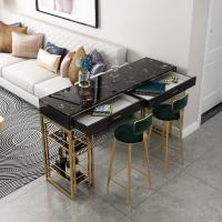 China Iron Marble Dining Table Set with 2 Chairs White Marble Surface Gold Powder Coating for sale