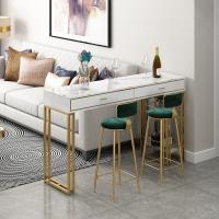 China Iron Marble Dining Table Set with 2 Chairs White Marble Surface Gold Powder Coating for sale