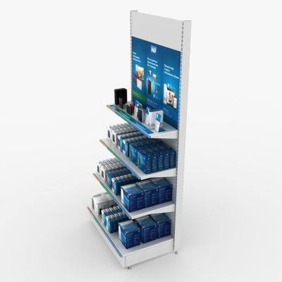China Branding and Product Pricing Display Racks Cellphone End Cap Display Stand Shelves for sale