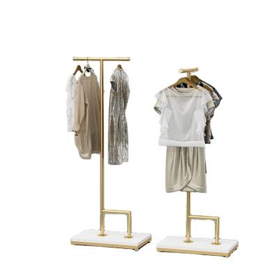 China Golden Industrial Pipe Clothing Rack for Boutique Display Stand in Customer Colors for sale
