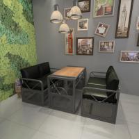 China Livingroom Furniture Wood Style PANEL Coffee Tea Sets Metal Table Set Industrial for sale