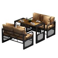 China Livingroom Furniture Wood Style PANEL Coffee Tea Sets Metal Table Set Industrial for sale