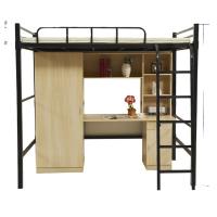 China Queen Size Metal Loft Bunk Bed with Wooden Cabinet Modern Design and Hotel Style for sale