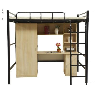 China Queen Size Metal Loft Bunk Bed with Wooden Cabinet Modern Design and Hotel Style for sale