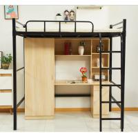 China Queen Size Metal Loft Bunk Bed with Wooden Cabinet Modern Design and Hotel Style for sale