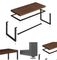 China PU Leather Covered Chinese Rustic Wood Tea Table for Living Room and Office Meeting for sale