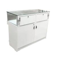 China Retail Shops Customized Mirror Jewelry Display Cabinet with Luxury Wood Finish for sale