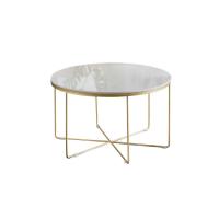 China Wooden Livingroom Furniture Round Marble Coffee Table with Wrought Iron Glass Top for sale