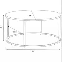 China Black Round Wooden Coffee Table with Marble Top and Modern Metal Legs in Round Shape for sale