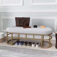China Living Room Furniture Bamboo Shoe Rack Bench with Cushion and Entryway Sitting Stool for sale
