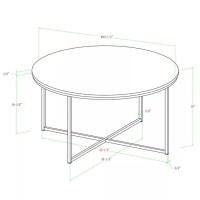 China Living Room Furniture PU Leather Cover Material Round Glass Coffee Table Modern Design for sale