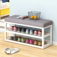 China FOB Xiamen Port Durable Bamboo Metal Sitting Stool Shoes Rack for Bath Room Furniture for sale