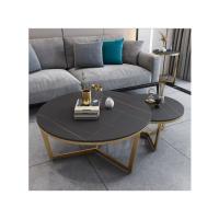 China Modern Nordic Style Round Coffee Table with Marble Top and Adjustable Height Set of 2 for sale