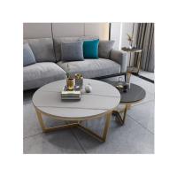 China Modern Nordic Style Round Coffee Table with Marble Top and Adjustable Height Set of 2 for sale