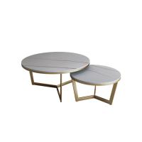 China Modern Nordic Style Round Coffee Table with Marble Top and Adjustable Height Set of 2 for sale