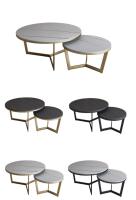 China Modern Nordic Style Round Coffee Table with Marble Top and Adjustable Height Set of 2 for sale