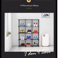 China 12x12 Sneaker Nike Storage Box PU Leather Shoe Storage Cabinet with Metal Wire Design for sale