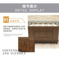 China Wooden Rustic LED Display Counter Glass Solid Wood Display Shelf Counter for Retail for sale