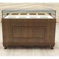 China Wooden Rustic LED Display Counter Glass Solid Wood Display Shelf Counter for Retail for sale
