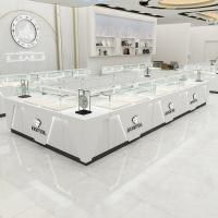 China Commercial Sectional Display Furniture Velvet High End Glass Display Stand Table with LED Counter Display for sale