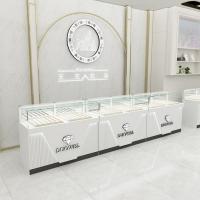 China Commercial Sectional Display Furniture Velvet High End Glass Display Stand Table with LED Counter Display for sale