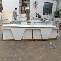 China Commercial Sectional Display Furniture Velvet High End Glass Display Stand Table with LED Counter Display for sale