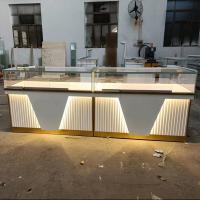 China Commercial Sectional Display Furniture Velvet High End Glass Display Stand Table with LED Counter Display for sale