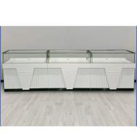 China Commercial Sectional Display Furniture Velvet High End Glass Display Stand Table with LED Counter Display for sale