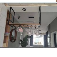 China Functional Wood Ceiling Garden Tool Rack Store Display Stand for Garage Overhead Storage for sale