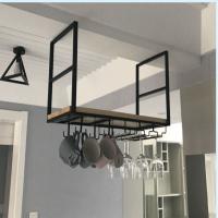 China Functional Wood Ceiling Garden Tool Rack Store Display Stand for Garage Overhead Storage for sale