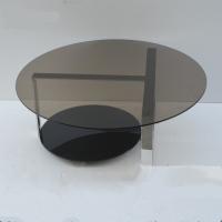 China Livingroom Furniture High Gloss Round Glass Coffee Table with Stainless Steel Frame for sale