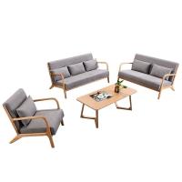 China Home Office Natural Rubber Wood Fabric Sofa Set Furniture Combination for Small Family for sale