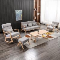 China Home Office Natural Rubber Wood Fabric Sofa Set Furniture Combination for Small Family for sale
