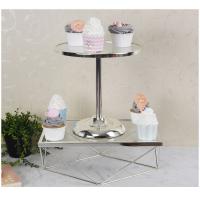 China 3-Tier Stainless Steel Cake Stand Tempered Glass Centerpiece for Wedding Modern Design for sale