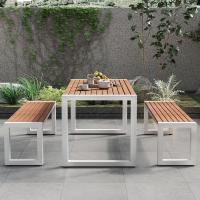 China Plastic-Wood Table for Leisure Outdoor Patio Furniture Bench Coffee Table Combination for sale