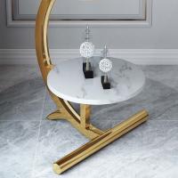 China Modern Outdoor L Shaped Dining Table with Extendable Marble Top and Metal Construction for sale