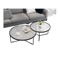 China PU Leather Cover Glass Coffee Table Modern Center Table for Living Room for sale