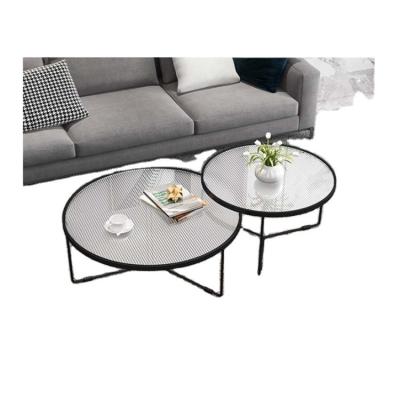 China PU Leather Cover Glass Coffee Table Modern Center Table for Living Room for sale