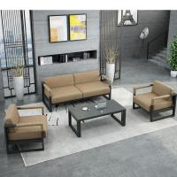 China Xiamen Vintage Leather and Wood Garden Sofa Set Furniture with Powder Coated Metal Frame for sale