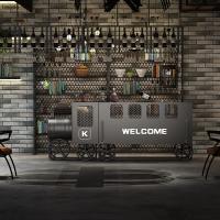 China Retailer Shops Metal Reception Table Industrial Metal Wood Table for Minibar Coffee Shop for sale